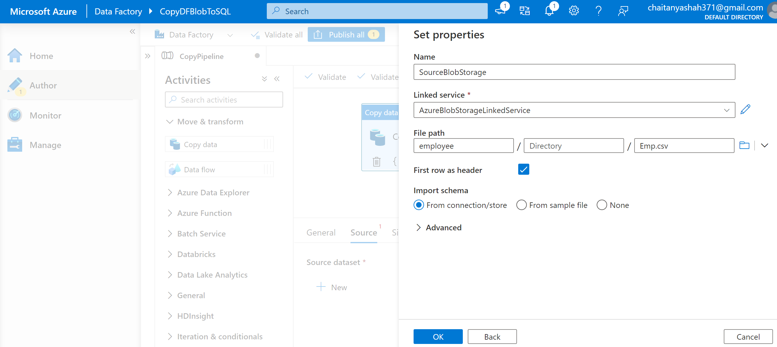 From Blob Storage to SQL Database Using Azure Data Factory